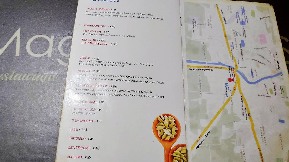 Menu at Spice Magic, Bhimavaram