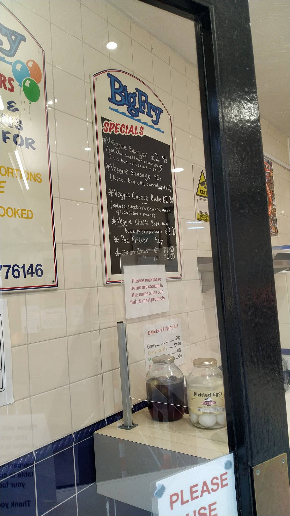 Menu at Big Fry fast food, Angmering