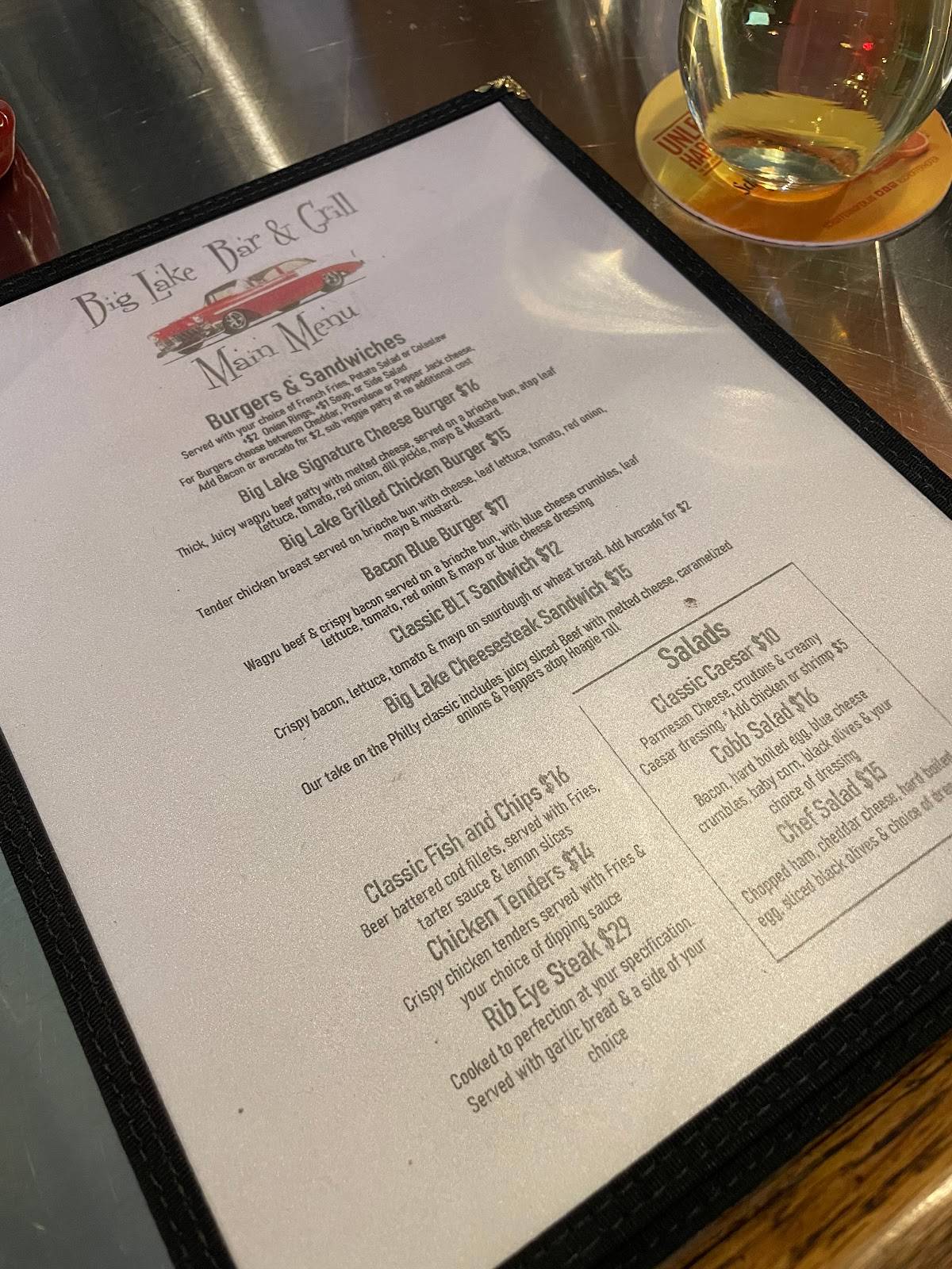Menu at Big Lake Bar & Grill, Mount Vernon