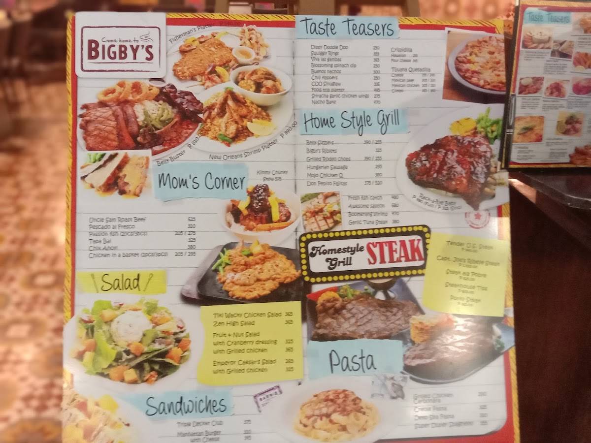 Carta del restaurante Bigby's SM City Iloilo, Iloílo