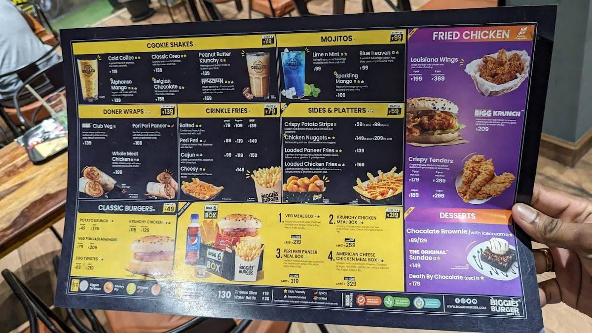 Menu at Biggies Burger: Puducherry, Puducherry, 52