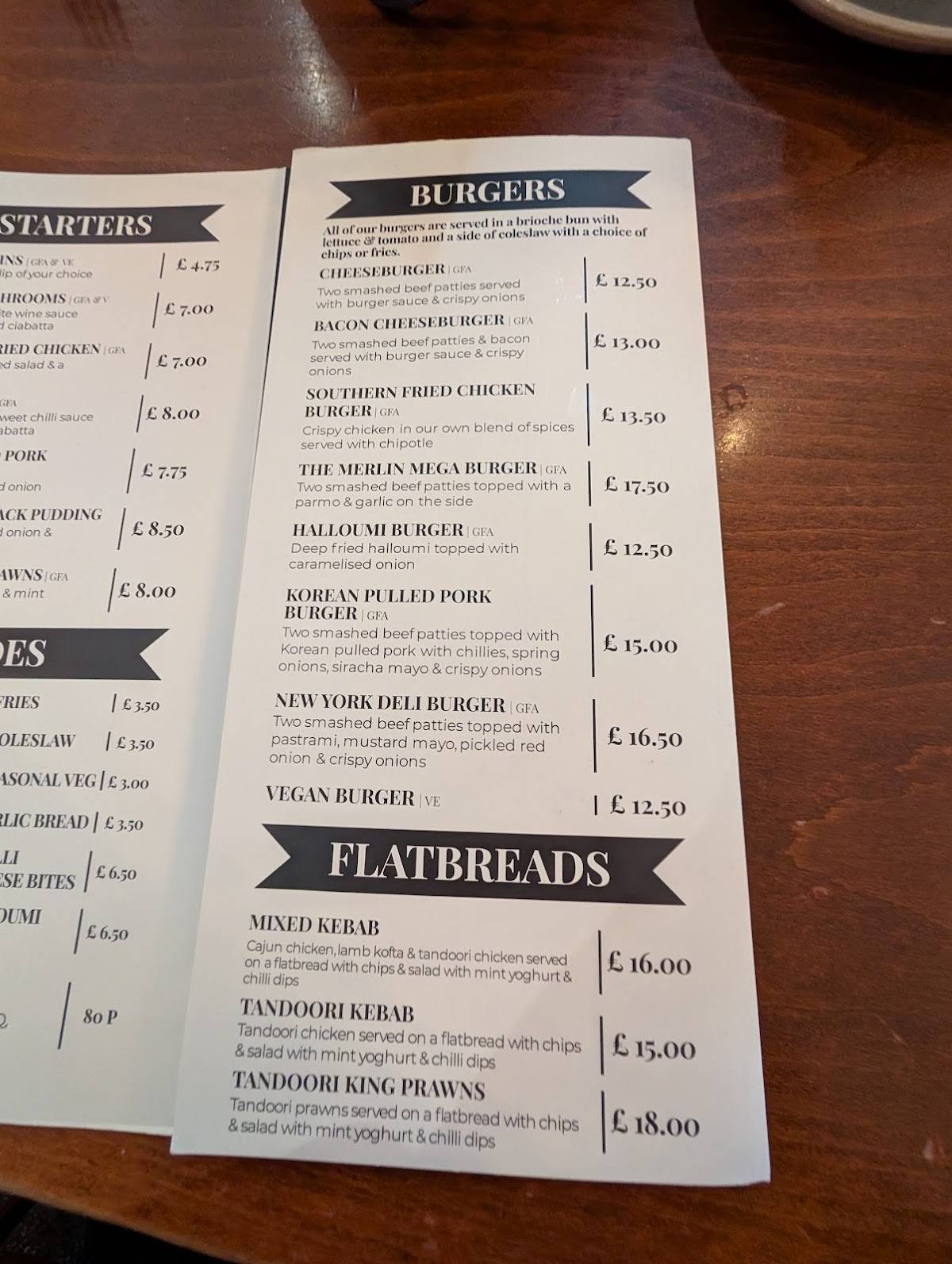 Menu at The Merlin Billingham pub & bar, Billingham, The Merlin