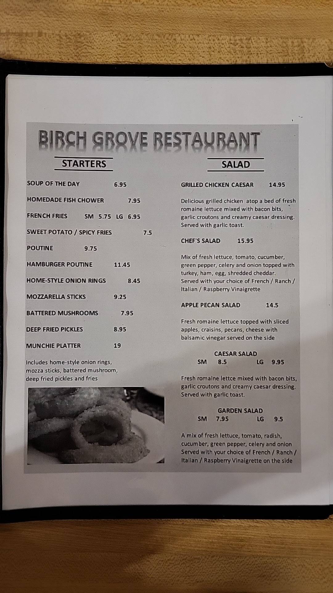 Menu at Birch Grove Restaurant & Take out, Saint George
