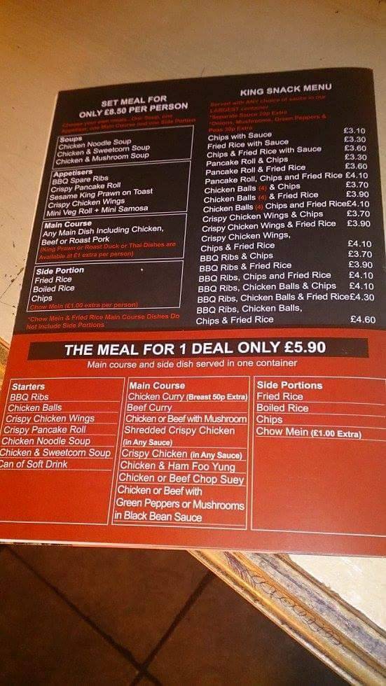 Menu at Thailand Express fast food, Bishopton