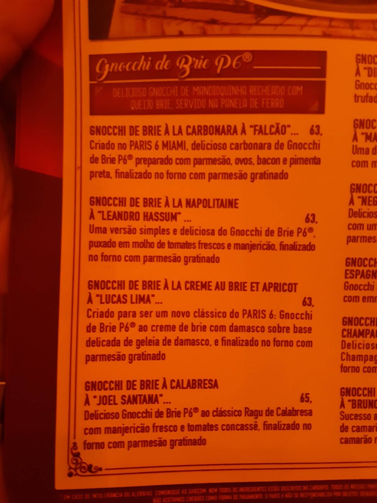 Menu em Paris 6 Bistrô Campinas restaurante, Campinas