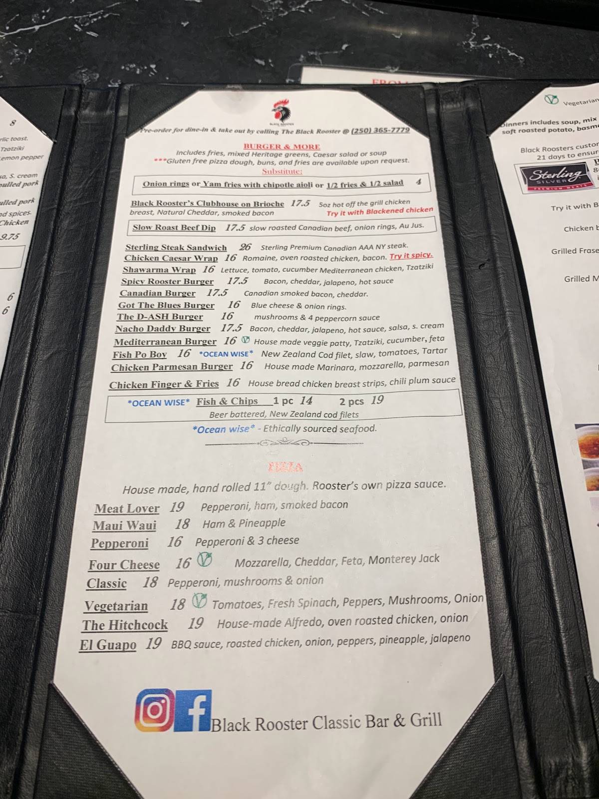 Menu at Black Rooster Classic Bar & Grill, Castlegar