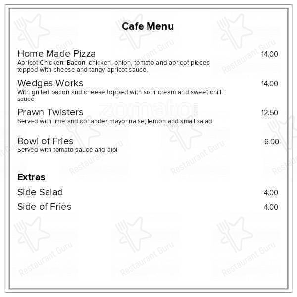 Menu at Black and White Cafe and Restaurant, Hawera