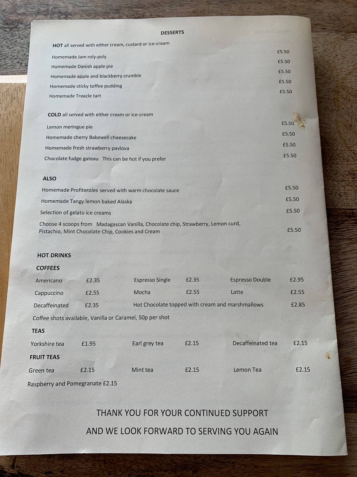 Menu at Blacksmiths Arms pub & bar, Huddersfield