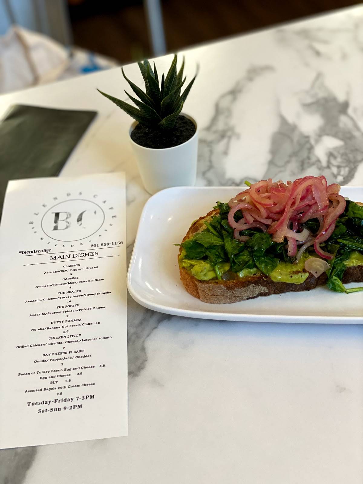 Menu at Blends Cafe, Jersey City