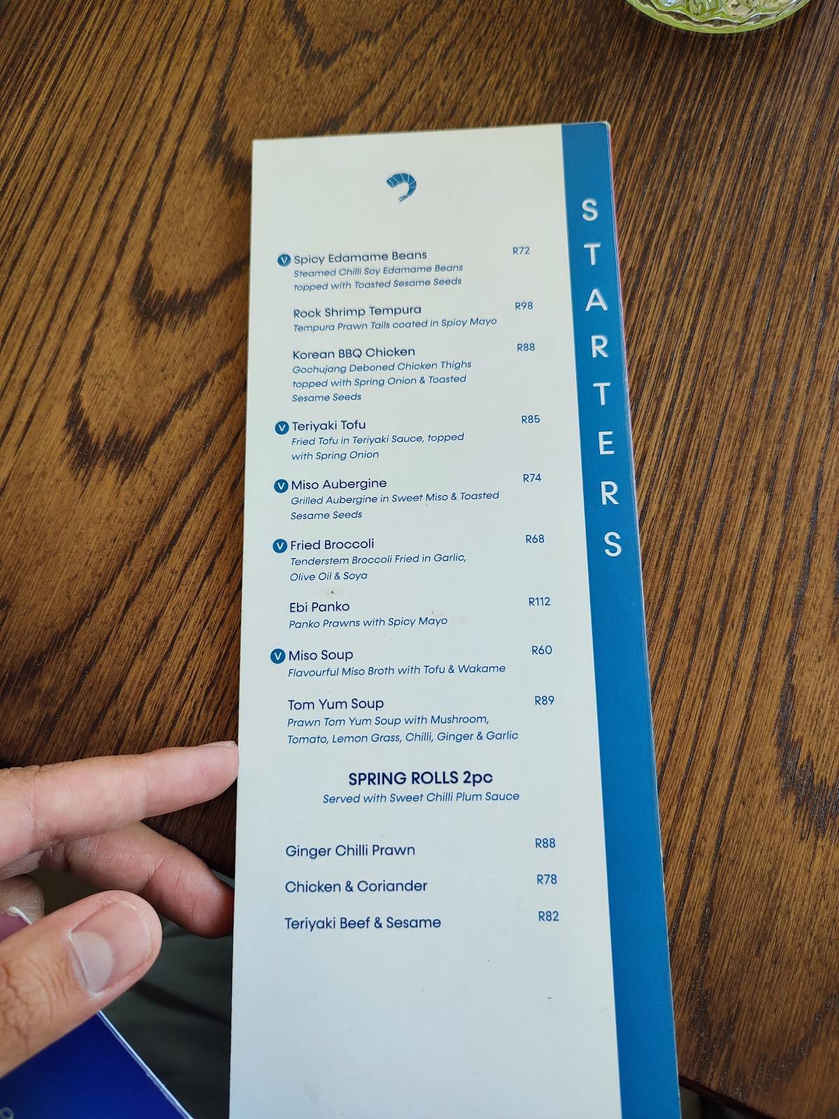 Menu at Blu Bam Boo restaurant, Johannesburg