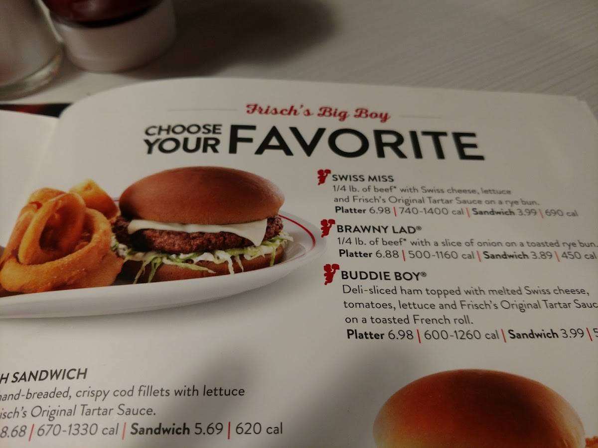 Menu at Frisch's Big Boy restaurant, Blue Ash, Plainfield Rd