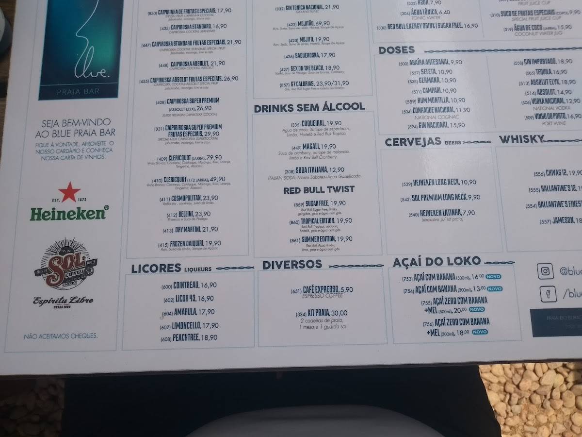 Menu em Blue Praia Bar, Salvador