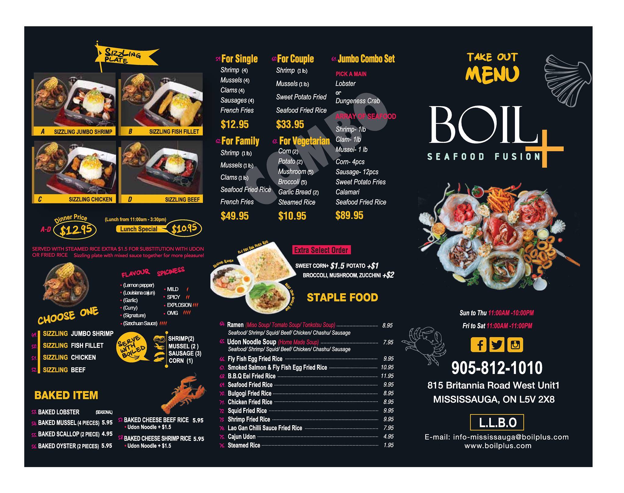 Menu at Boil Plus restaurant, Mississauga