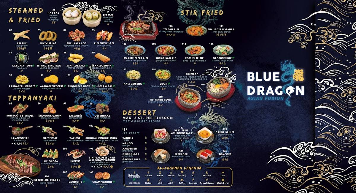 Speisekarte von Blue Dragon, Amsterdam