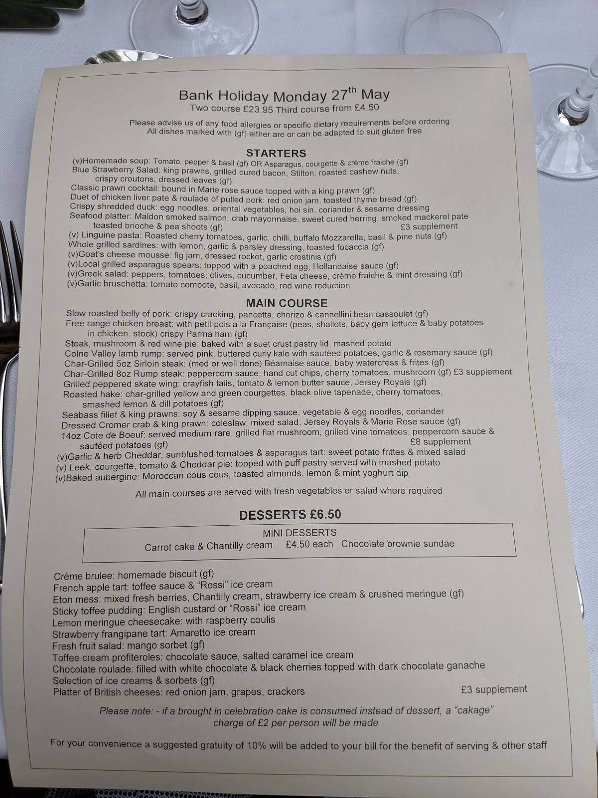 Menu at Blue Strawberry Bistrot restaurant, Hatfield Peverel