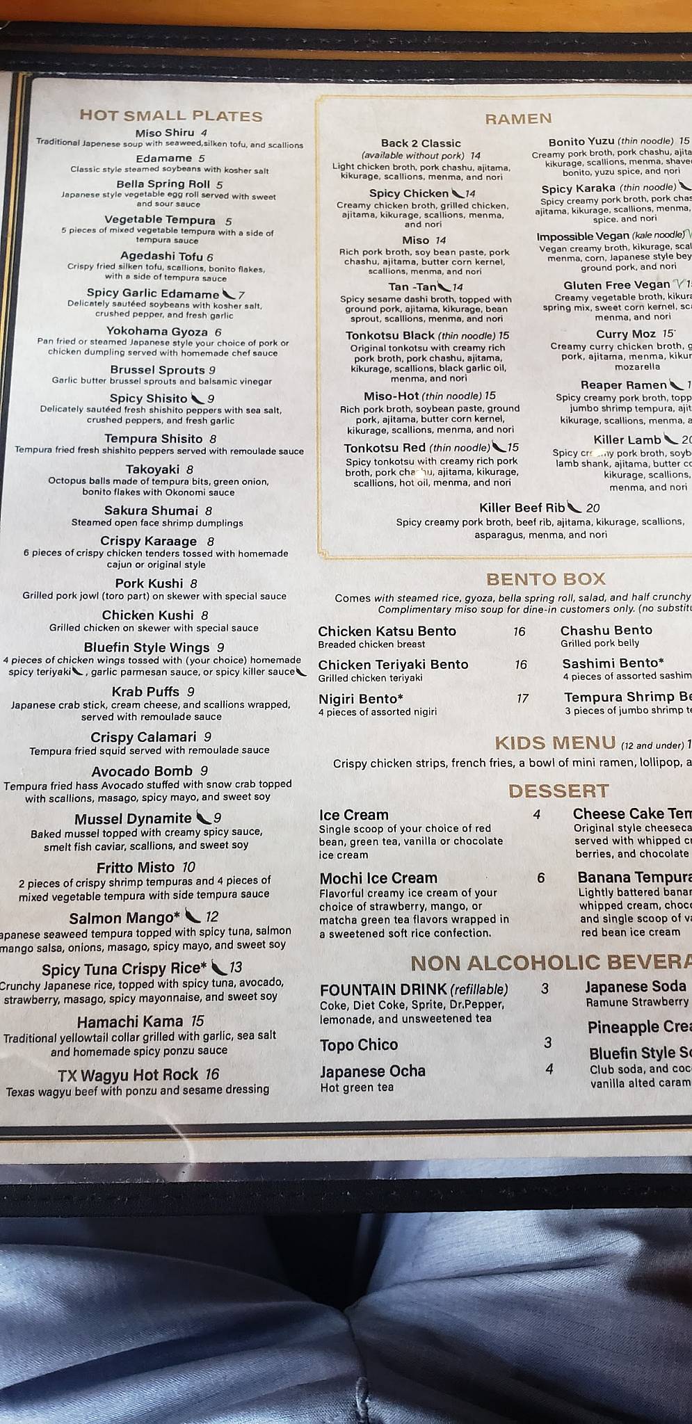 Carta del restaurante Bluefin Sushi & Ramen, Lakeway