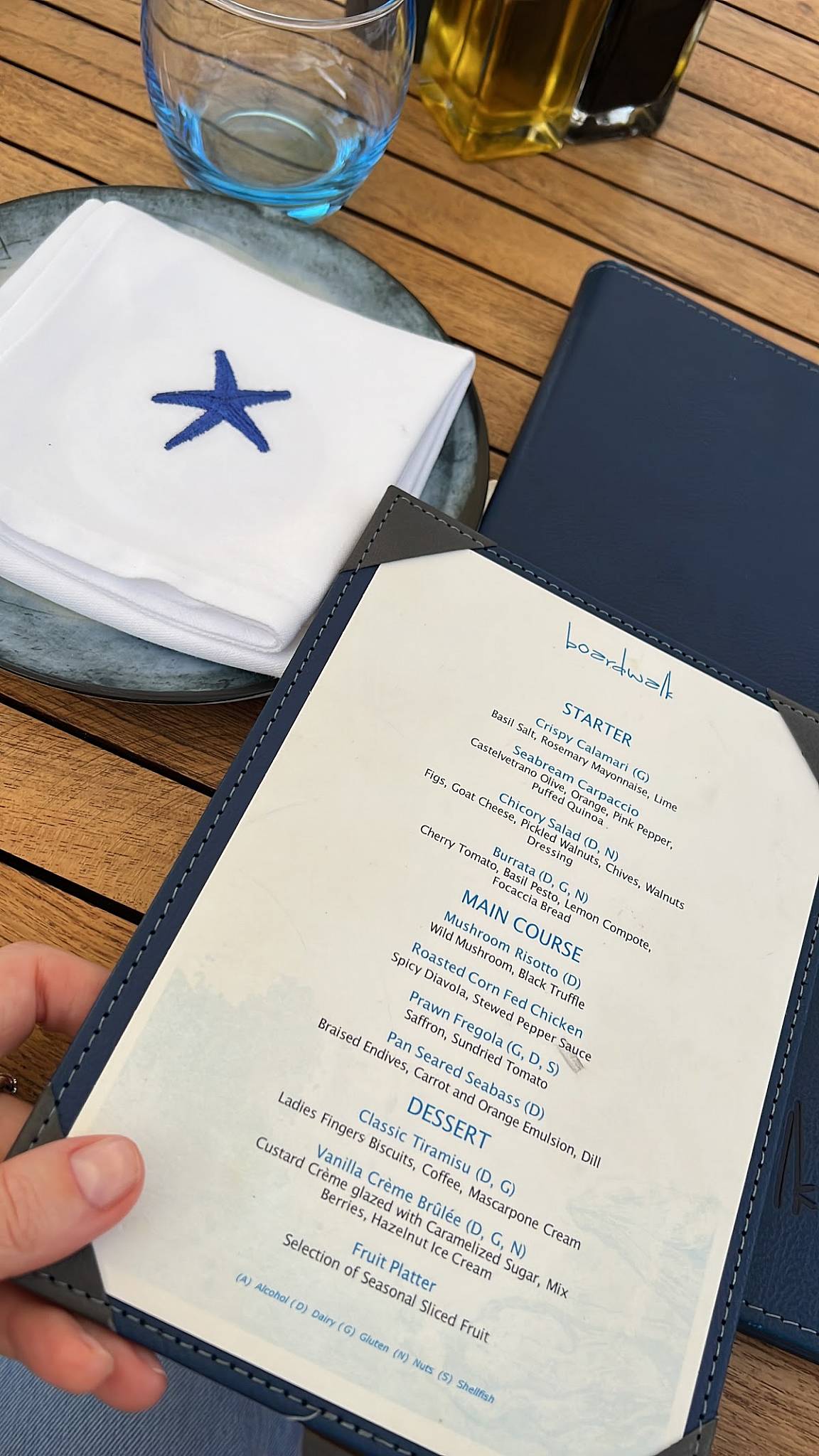 Menu at Boardwalk restaurant, Dubai, Dubai Creek Resort