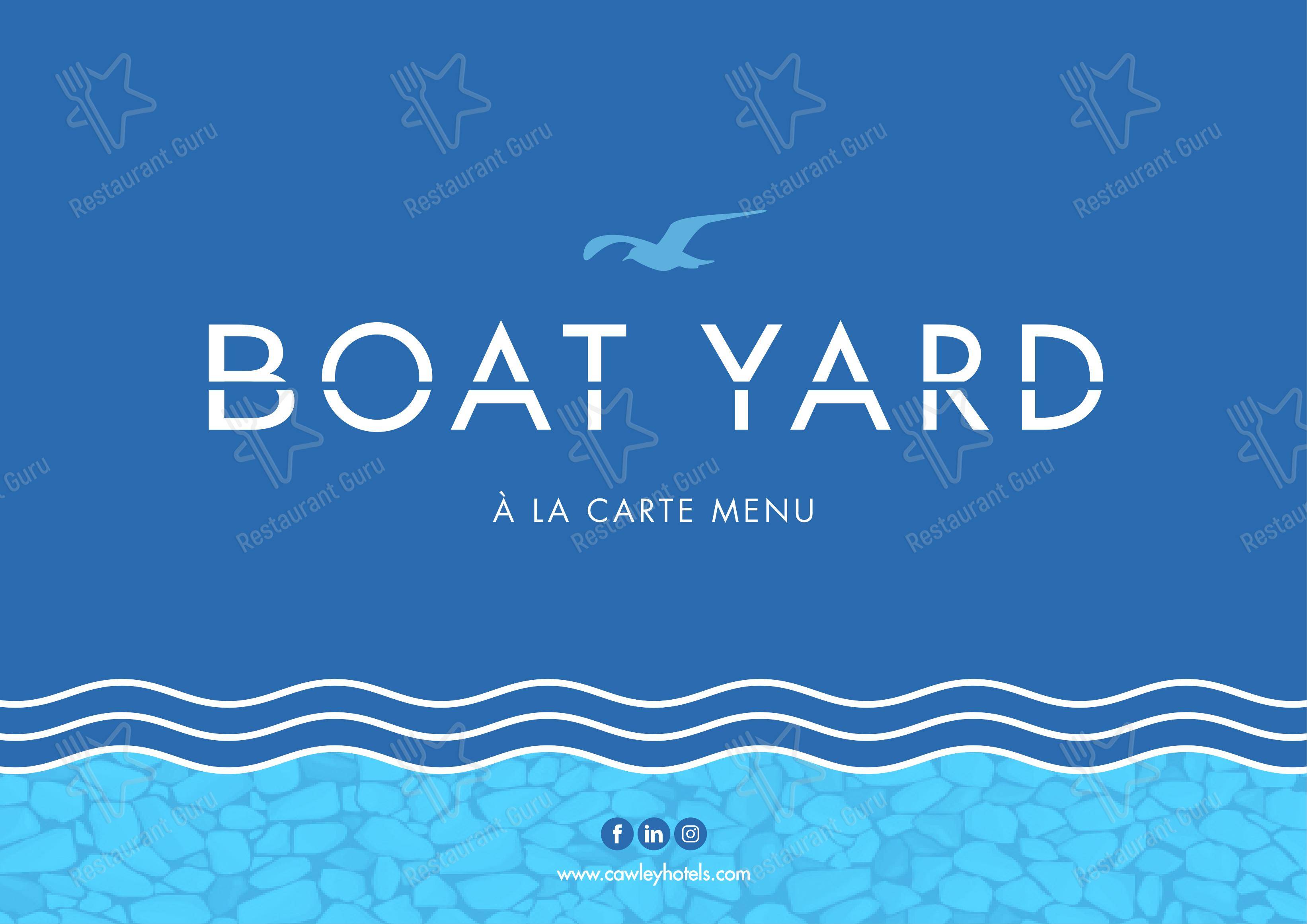 Menu at Boat Yard restaurant, Lochwinnoch