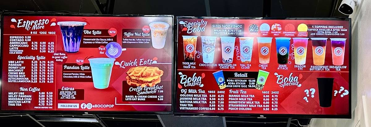 Menu at BocoPOP restaurant, Liberty Lake