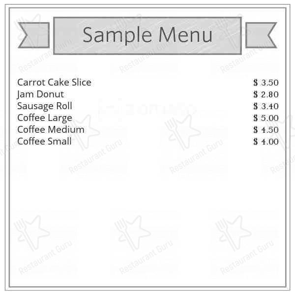 Menu at Croydon North Bakery Cafe, Croydon North, 13/15 Exeter Rd