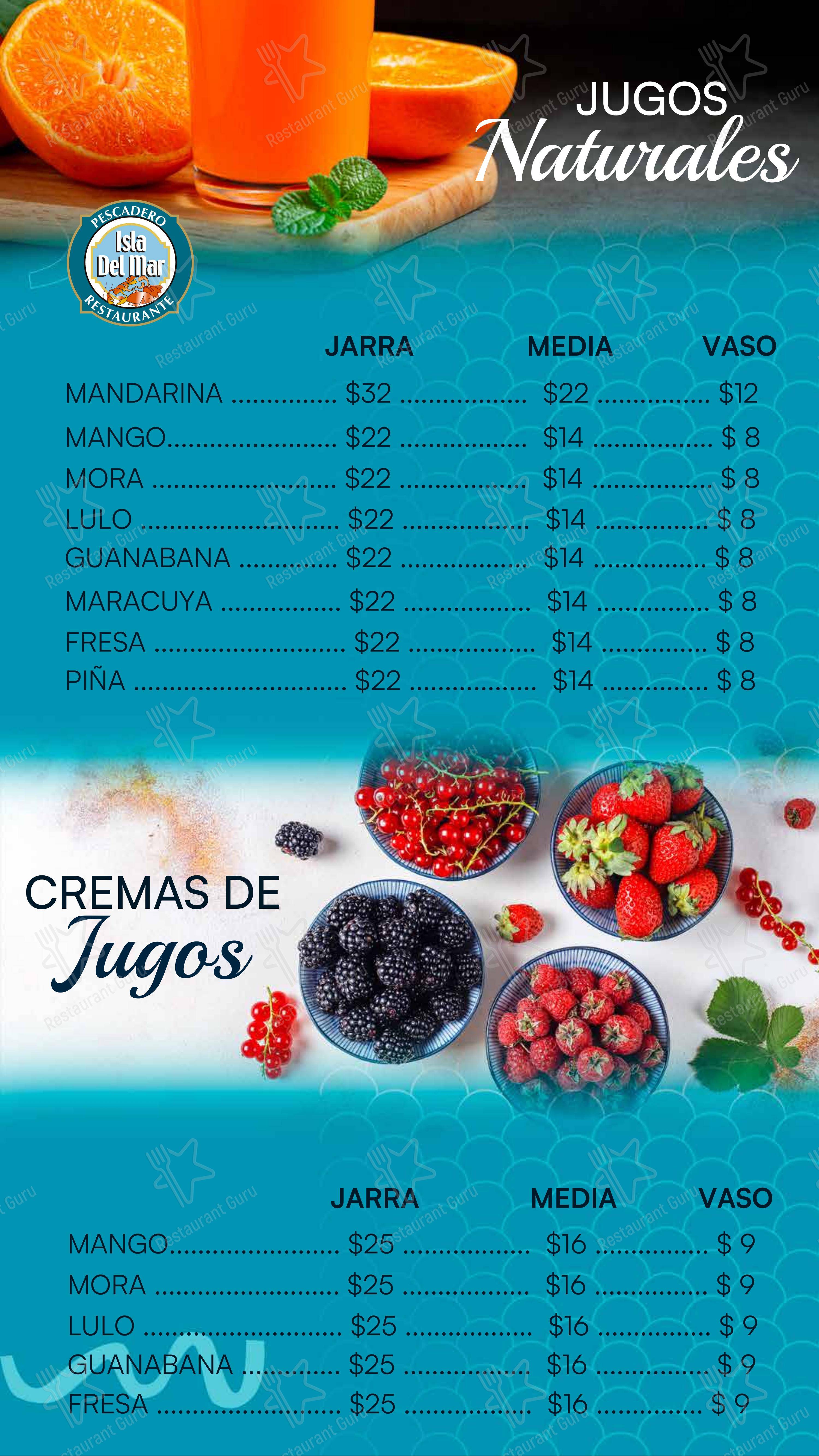 Carta del restaurante Isla del Mar San Andresito, Bogotá, Cl. 8a #36 76