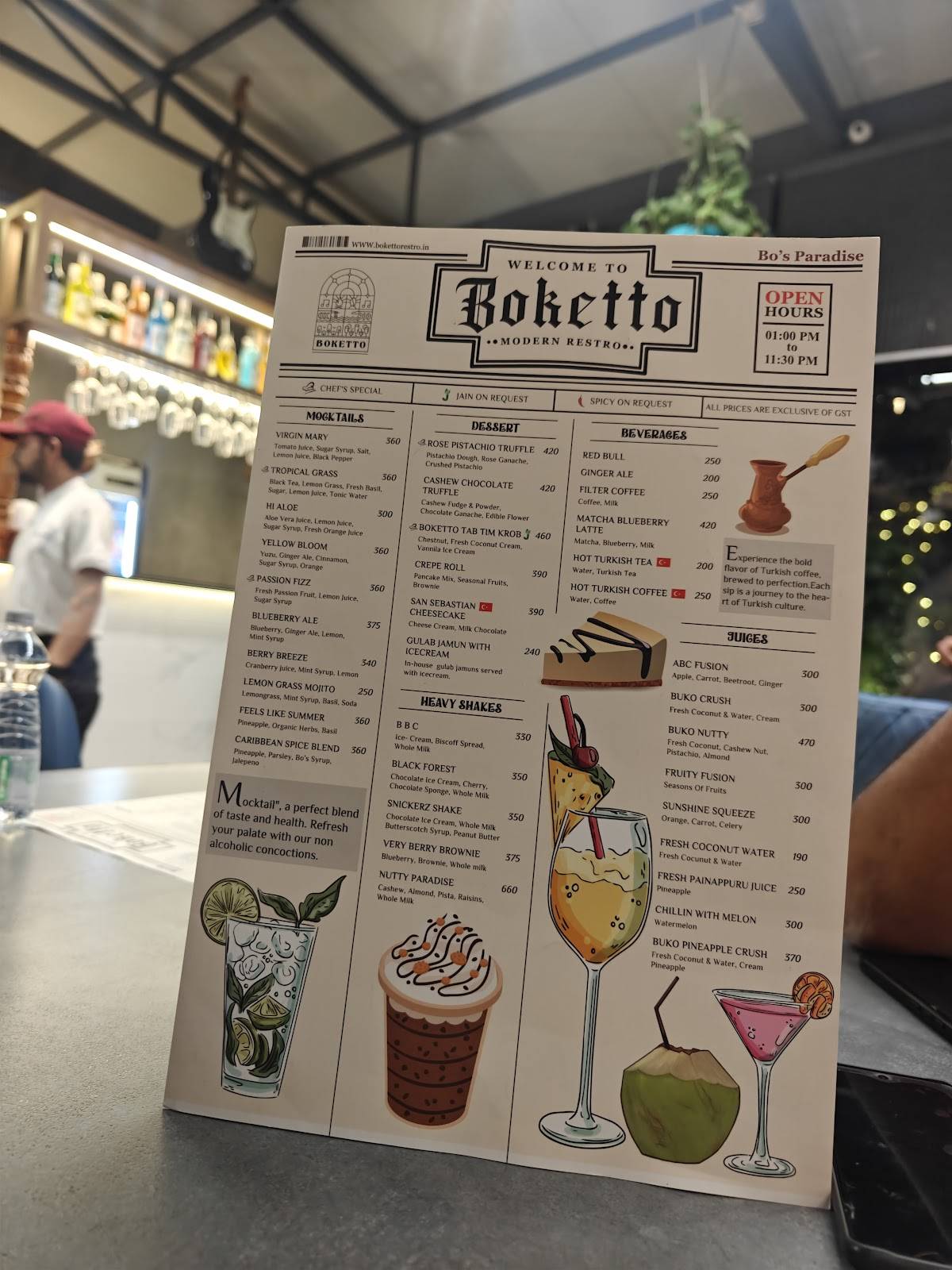 Menu at Boketto Restro Modern Cafe, Surat