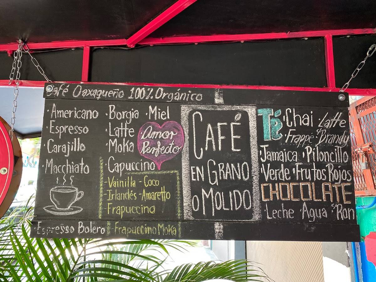 Menu at Bolero Café, Mexico City