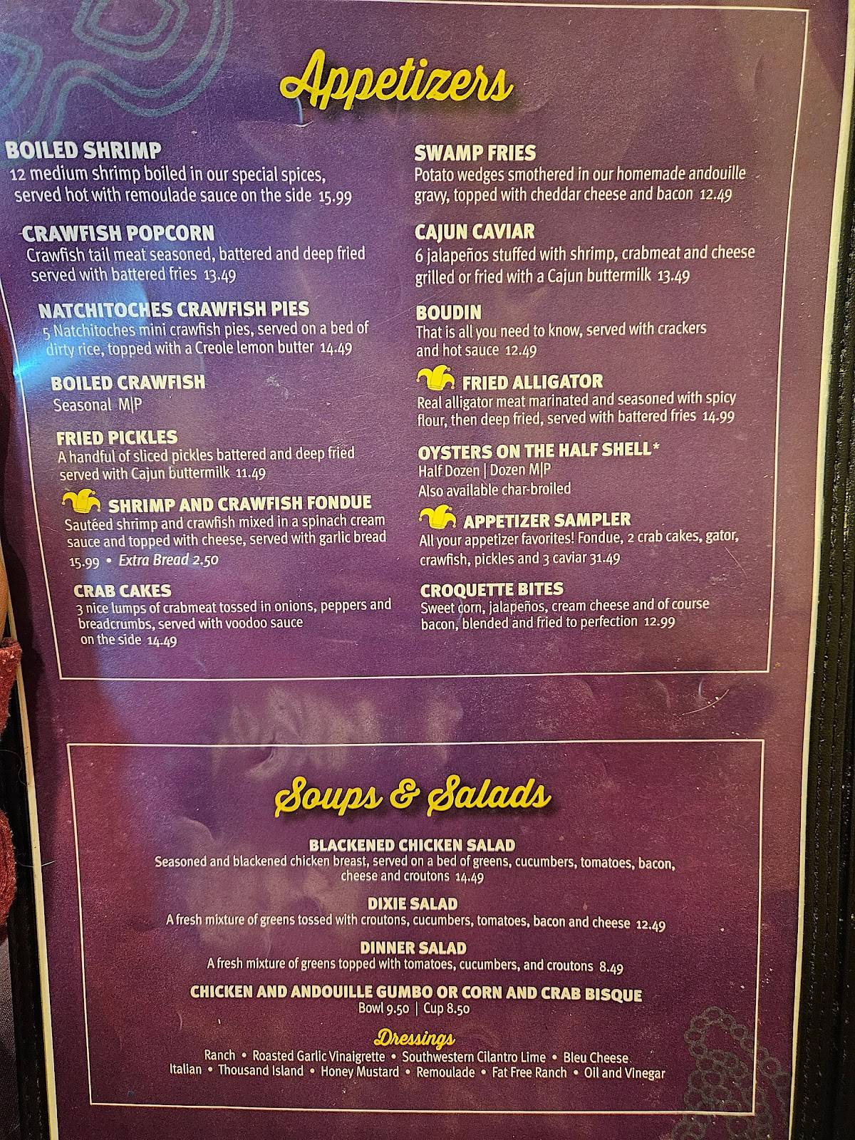 Menu at Boo-Ray's of New Orleans restaurant, Hudson Oaks, 201 Hudson ...