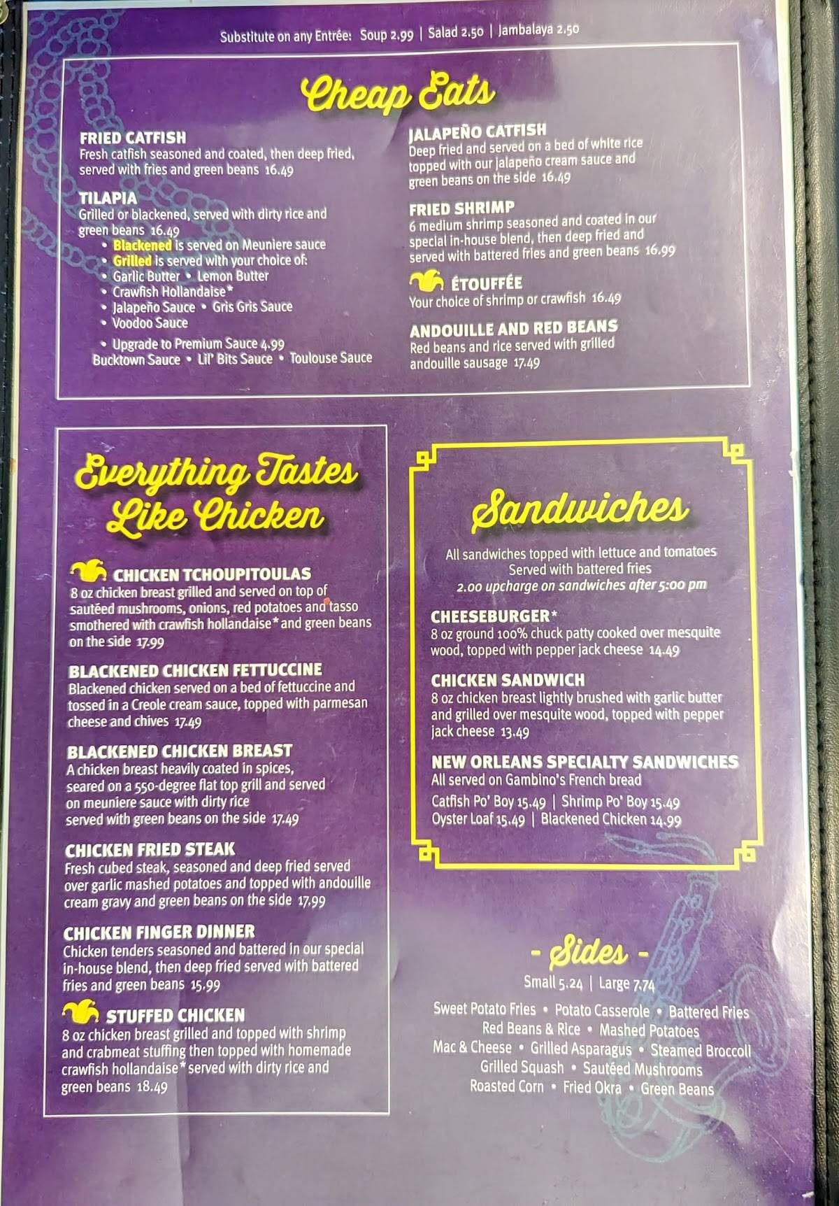 Menu at Boo-Ray's of New Orleans restaurant, Hudson Oaks, 201 Hudson ...