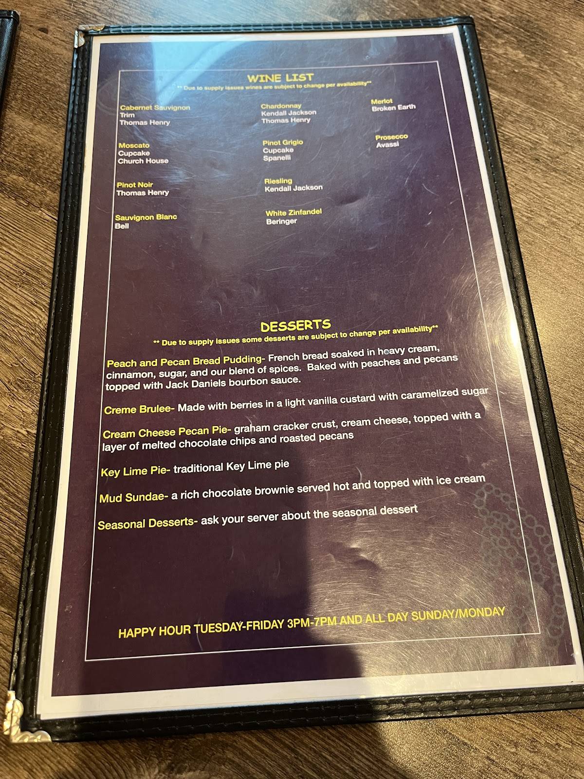 Menu at Boo Rays of New Orleans restaurant, Crowley
