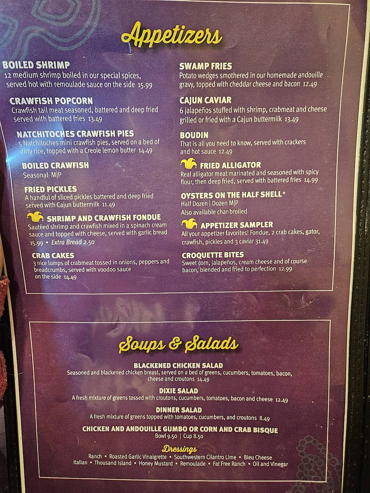 Menu at Boo-Ray's of New Orleans restaurant, Hudson Oaks, 201 Hudson ...
