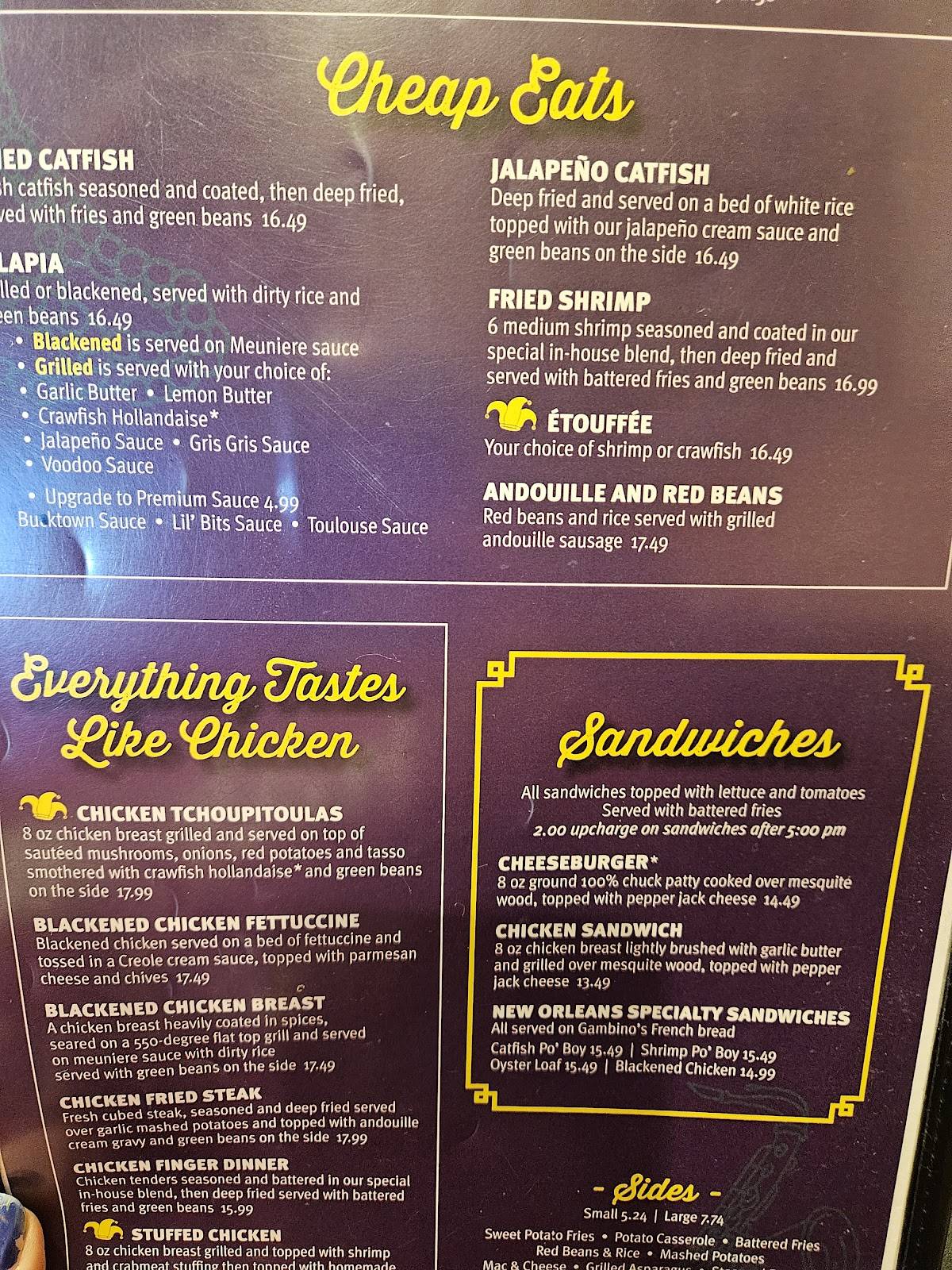 Menu at Boo-Ray's of New Orleans restaurant, Hudson Oaks, 201 Hudson ...