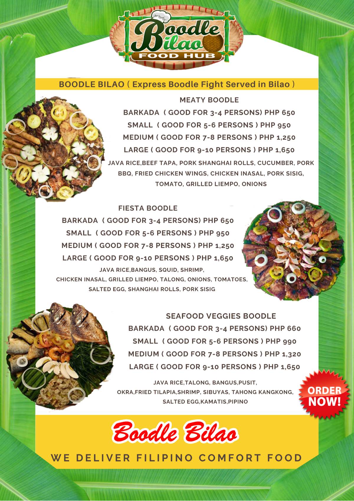 Menu at Boodle Bilao Food hub- Parañaque Branch restaurant, Parañaque