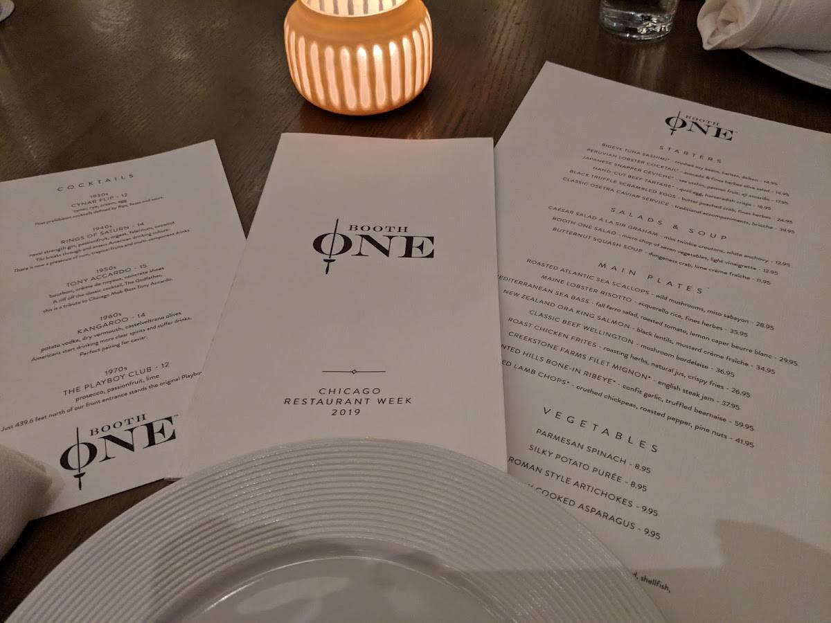 Menu at Booth One pub & bar, Chicago