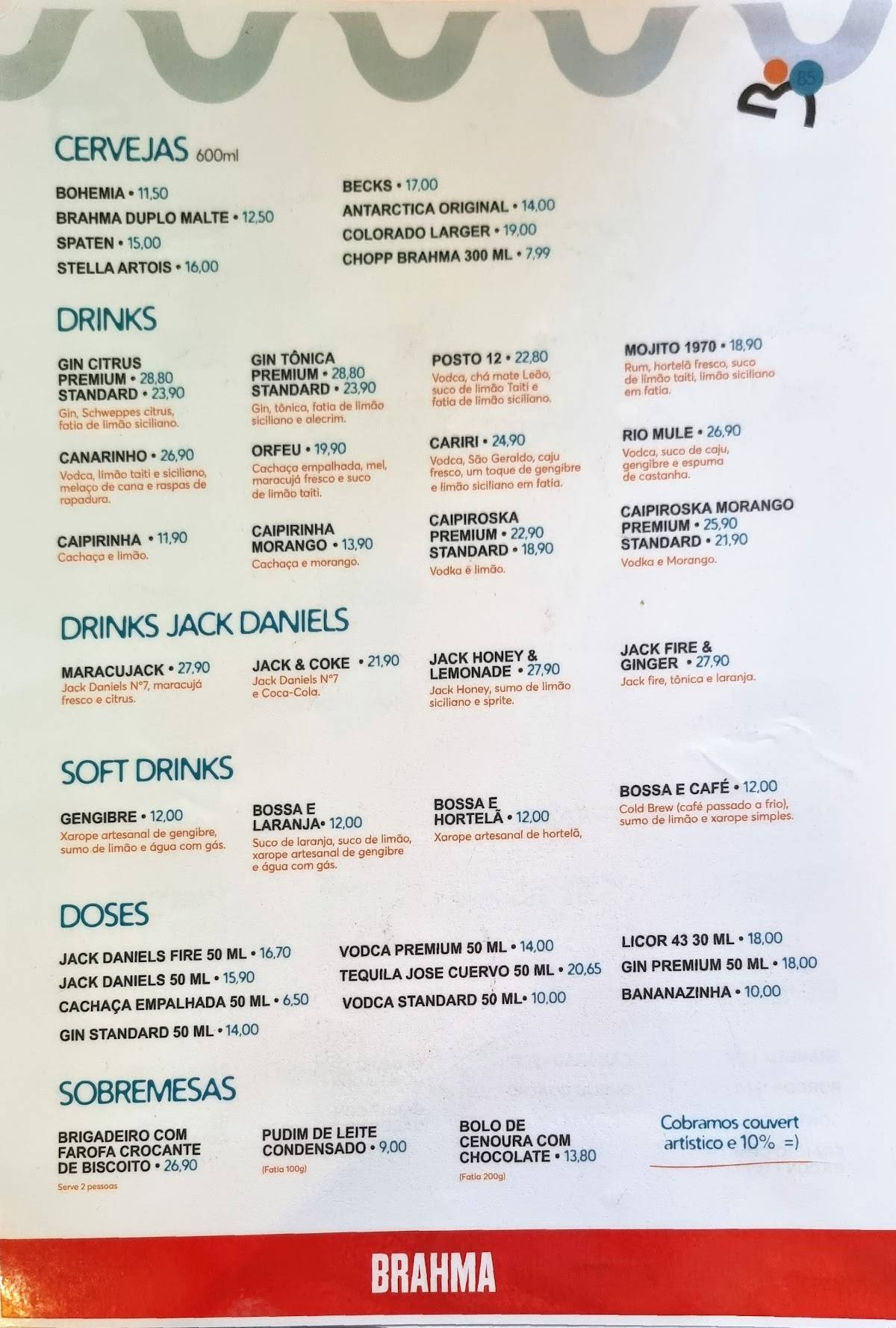 Menu em Bossa 85 pub & Bar, Fortaleza