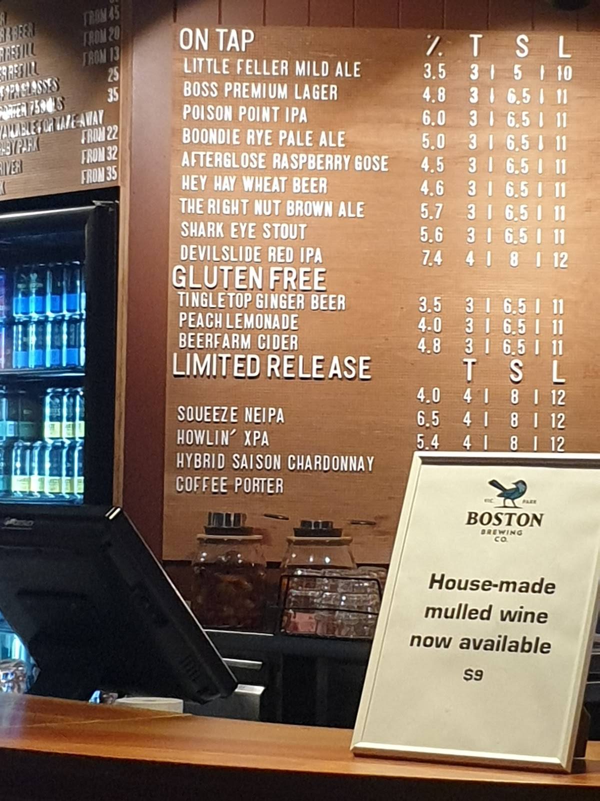 Menu at Boston Brewing Co Vic Park pub & bar, Victoria Park