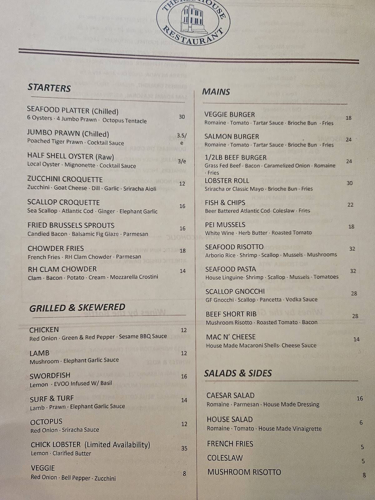 Menu at The Red House Restaurant, Cambridge, 98 Winthrop St