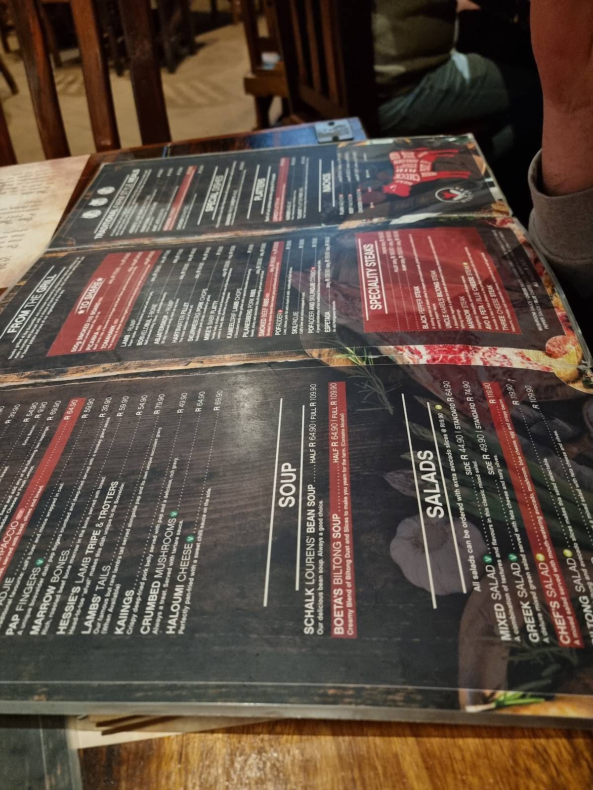 Menu at Bosvelder Pub & Restaurant, Centurion