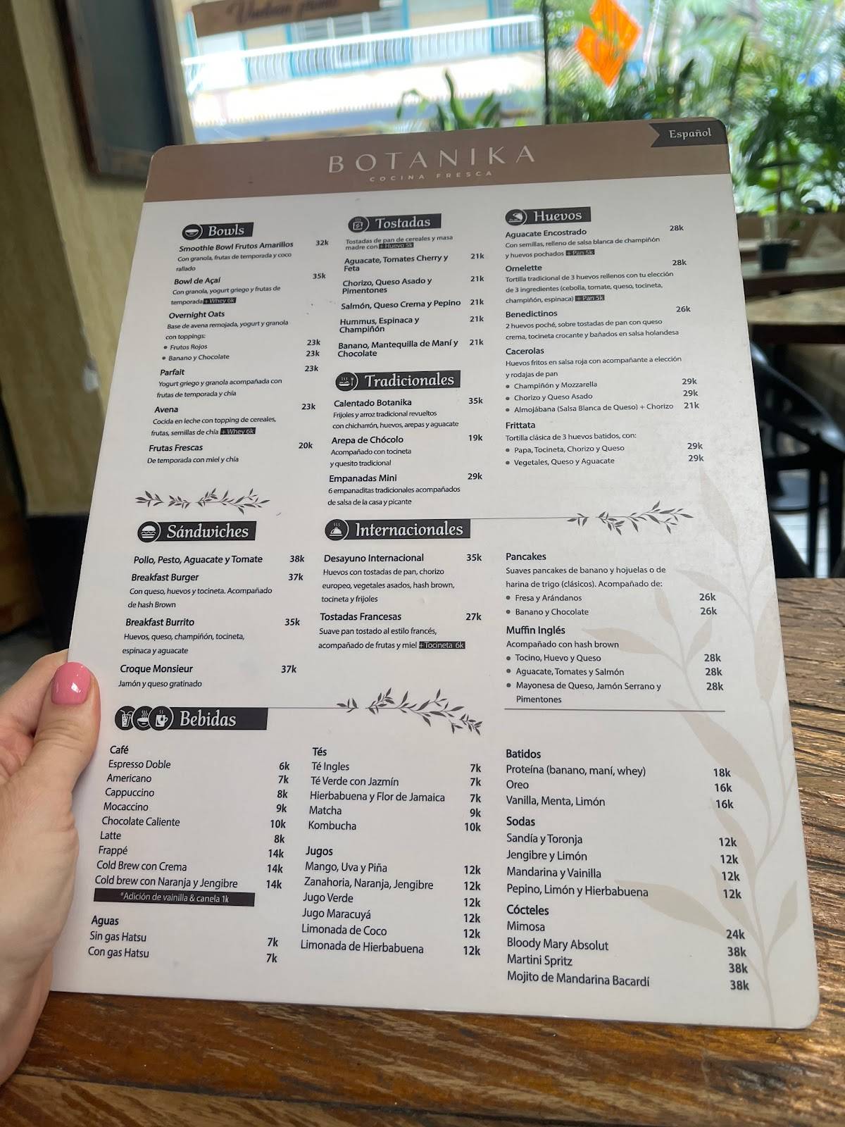 Menu at Botanika Cocina Fresca restaurant, Medellín, Cl. 9A #37-3