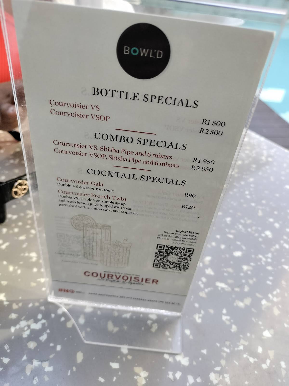 Menu at Bowl'd Restaurant, Bar & Lounge, Sandton, 1st Floor