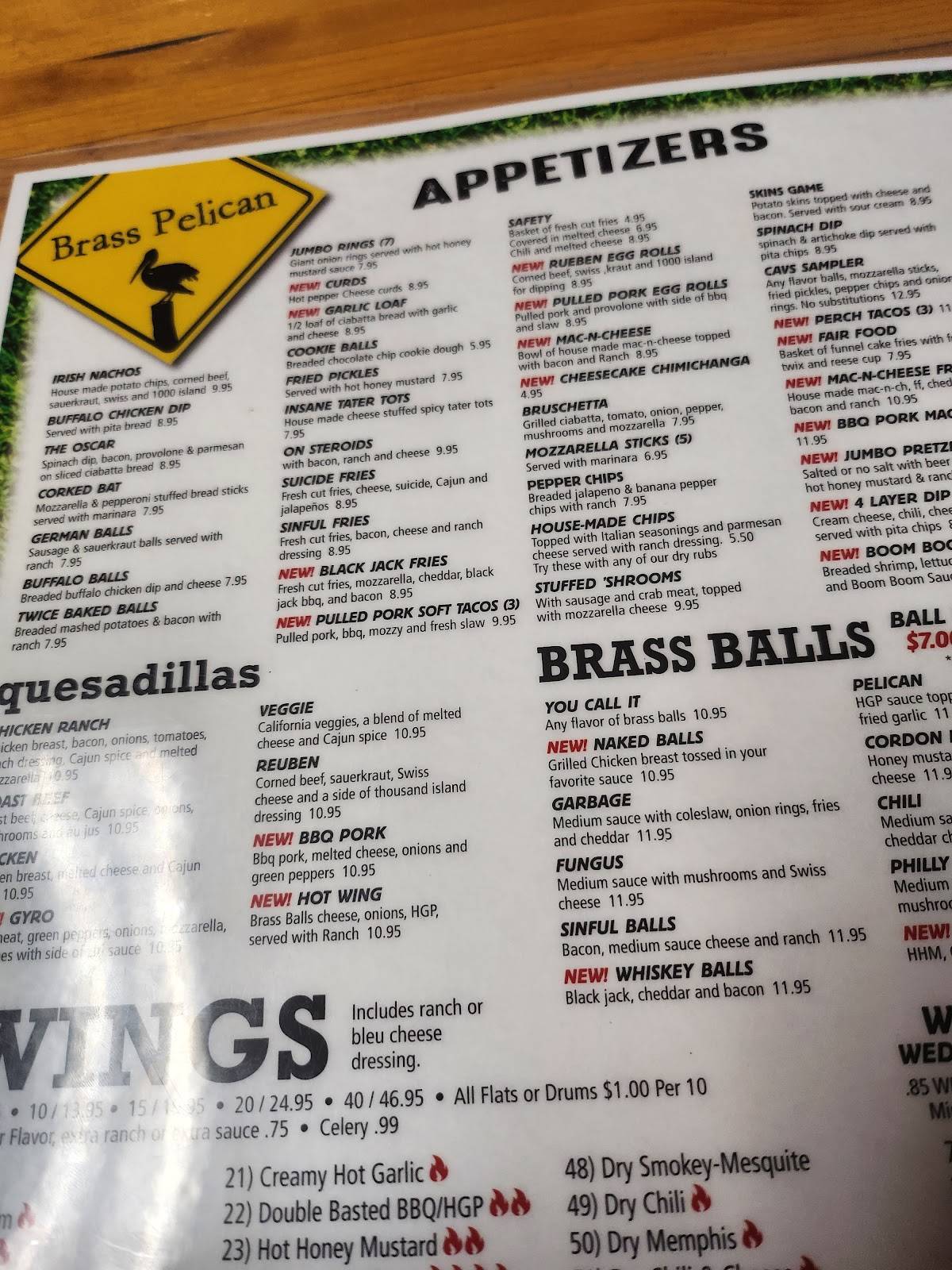 Menu at Brass Pelican Varsity Club, Sandusky