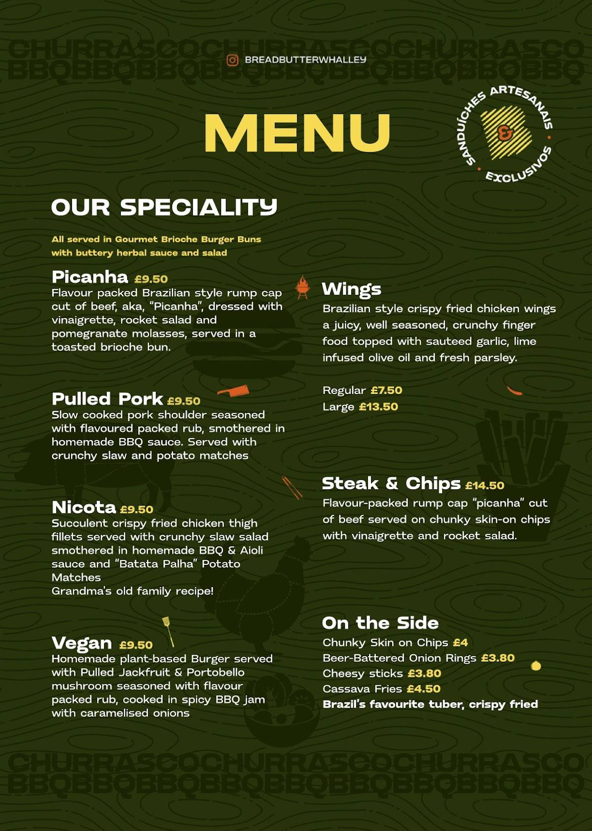 Menu at Bread & Butter BBQ : Brazilian Churrasco, Barrow
