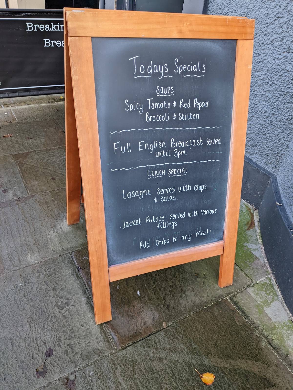 Menu at Breaking Bread Kitchen & Bakehouse cafe, Bishop Auckland