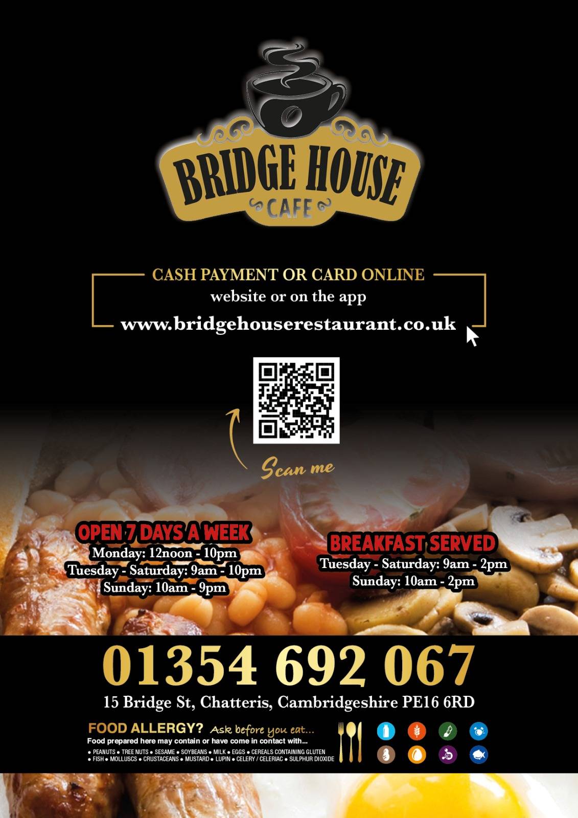 Menu at Bridge House Cafe restaurant, Chatteris