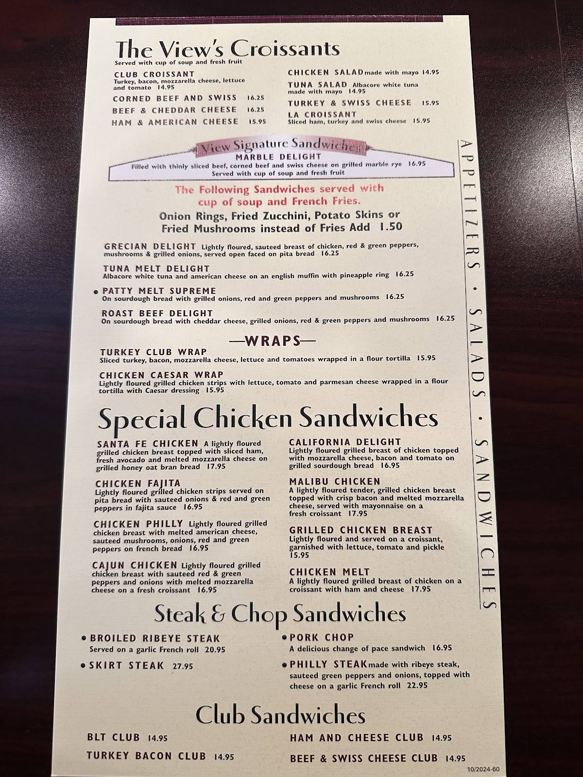 Menu at The View Restaurant, Bridgeview