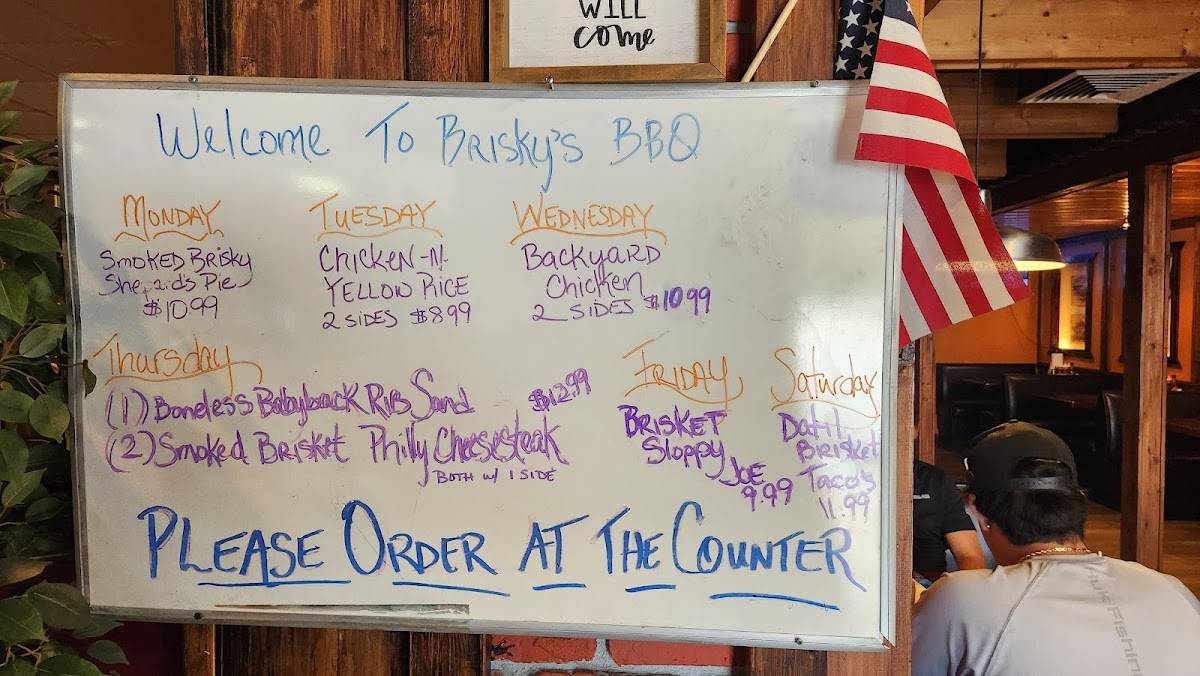 Menu at Brisky's BBQ, St. Augustine