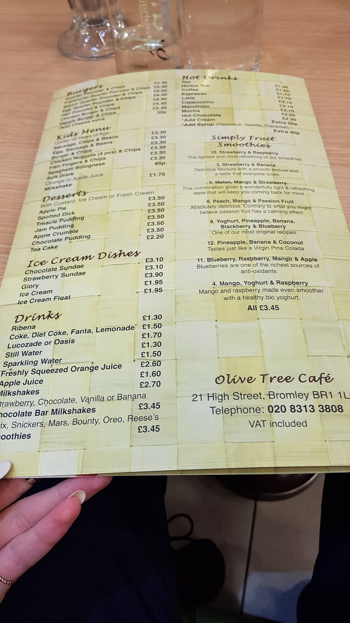Menu at Olive Tree cafe, Bromley, 21 High St