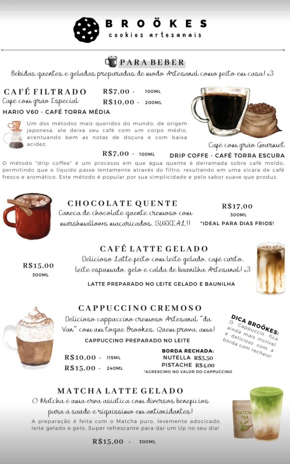 Menu em Broökes Cookies Artesanais l Jaboticabal - SP l Cookies e cafés ...