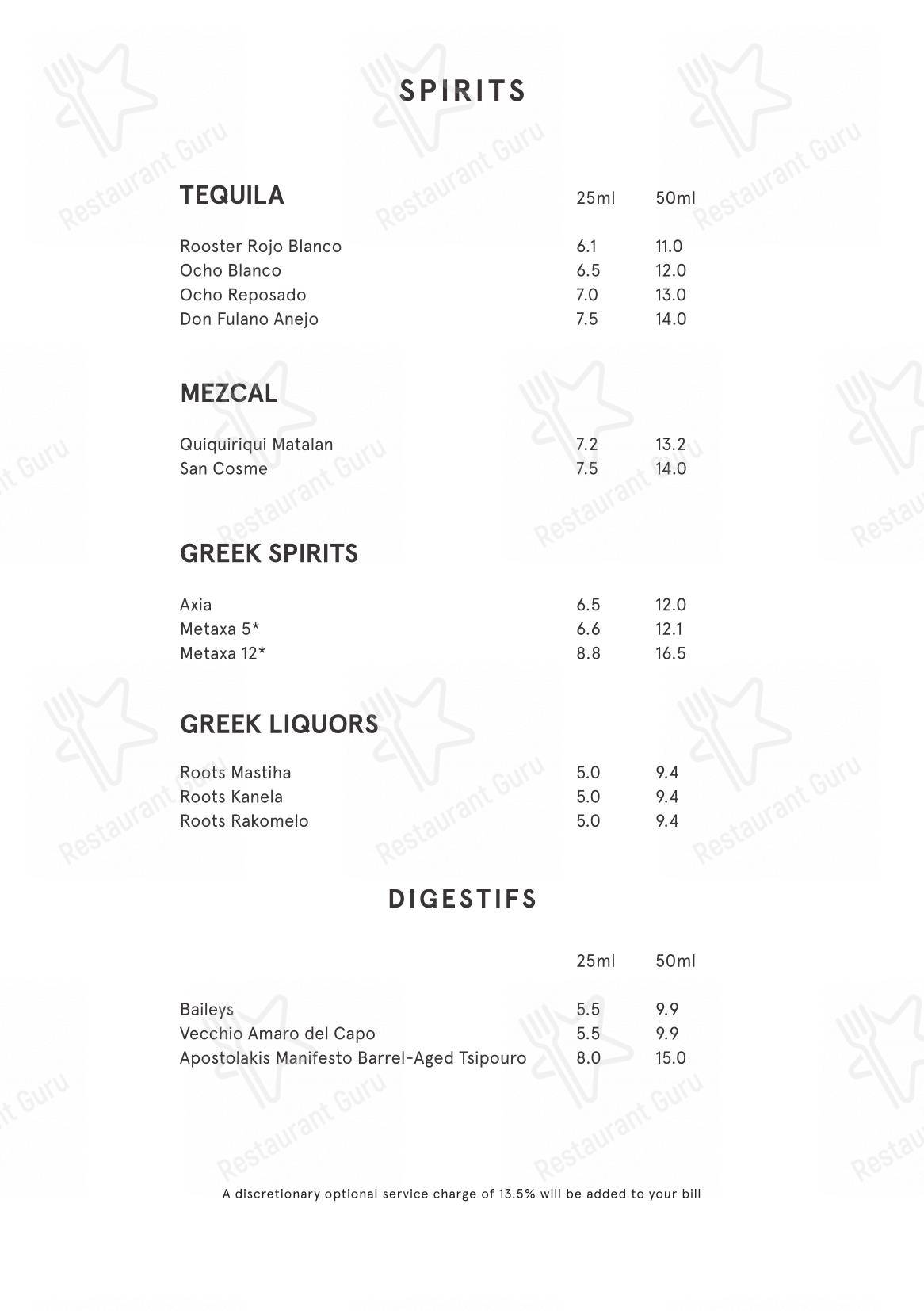 Menu at Brother Marcus Borough restaurant, London