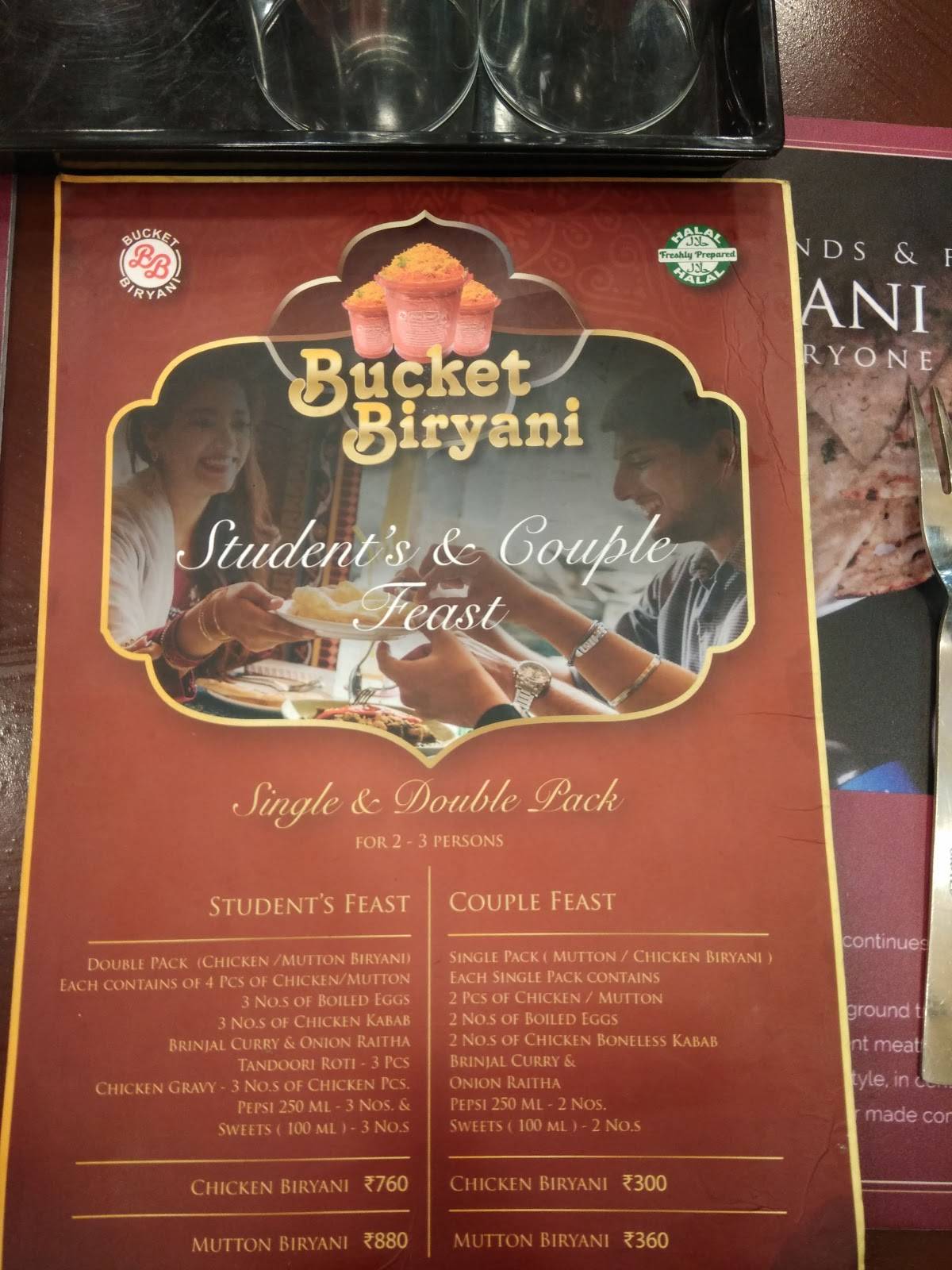 Menu at Bucket Biryani, Bengaluru, 61, MM Road